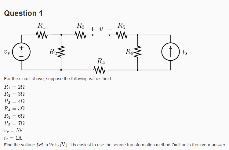Solved Question 1 For the circuit above, suppose the | Chegg.com