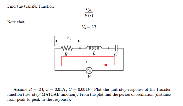 Solved Find the transfer function I(s) V(s) Note that Assume | Chegg.com