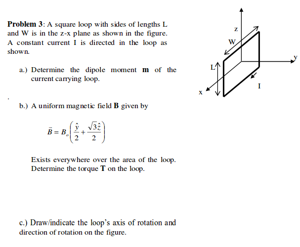 Solved Problem 3: A square loop with sides of lengths L and | Chegg.com