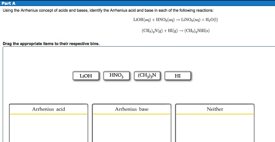 Solved Using the Arrhenius concept of acids and bases, | Chegg.com