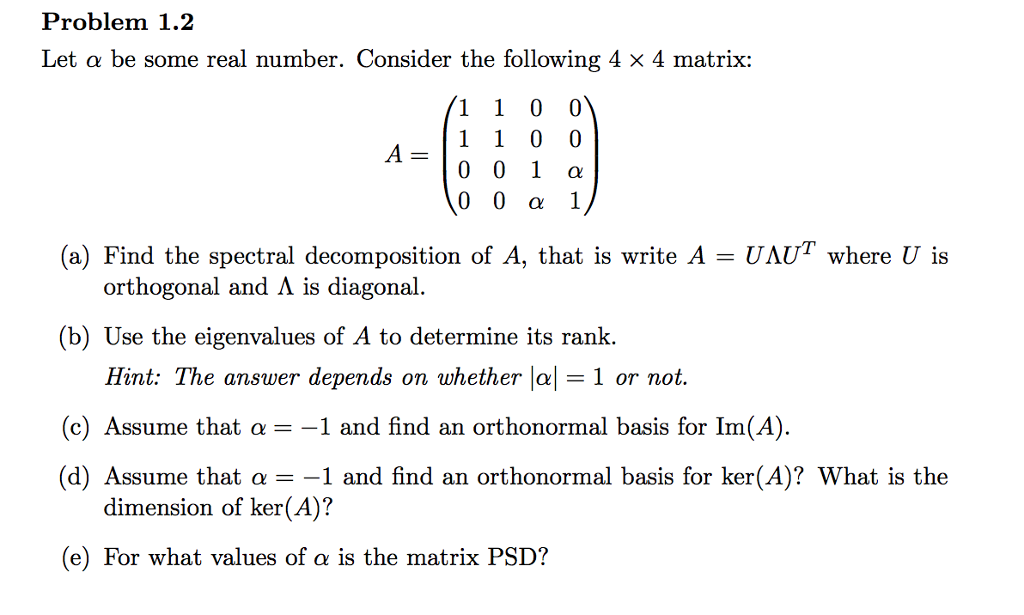 Solved Let alpha be some real number. Consider the following | Chegg.com