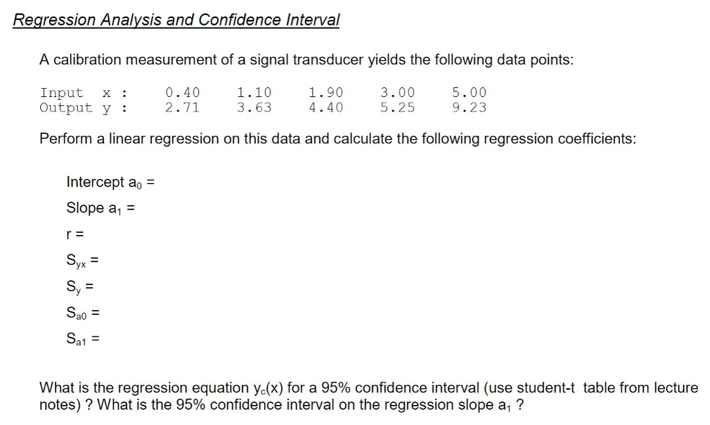 Solved Regression Analysis and Confidence Interval A | Chegg.com
