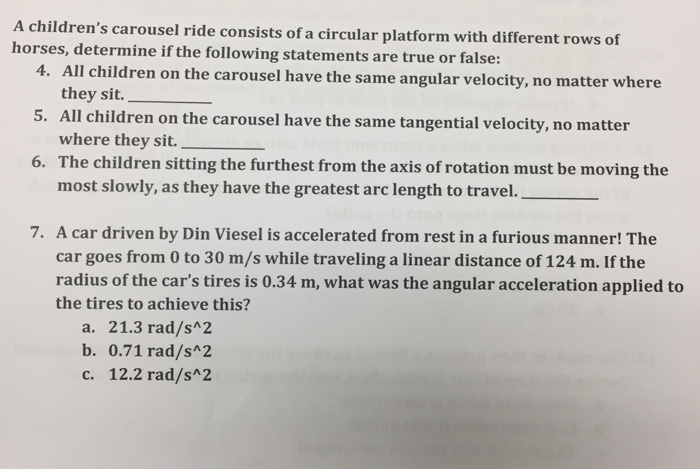 Solved A children s carousel ride consists of a circular | Chegg.com