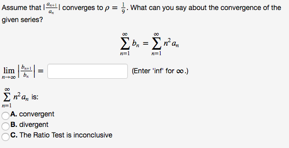 Solved Assume that |a_n + 1/a_n| converges to rho = 1/9. | Chegg.com