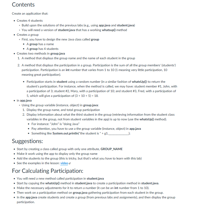 Solved Contents Create an application that: Creates 4 | Chegg.com