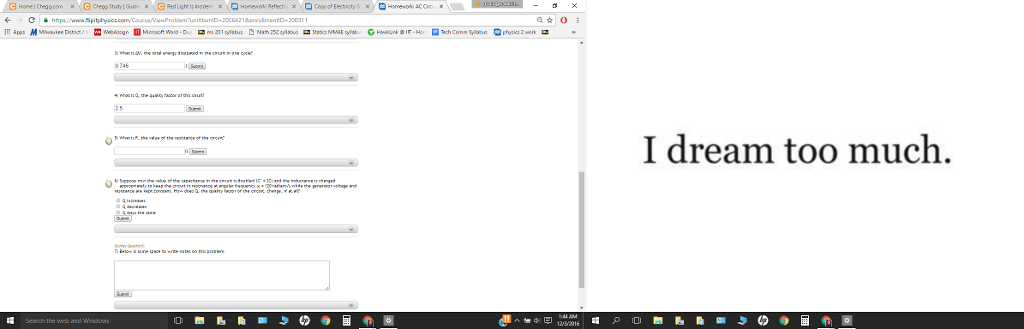 Solved I dream too much. | Chegg.com