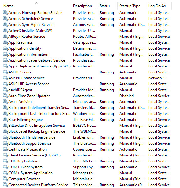 Solved 1. Screen capture a list of services on your machine, | Chegg.com