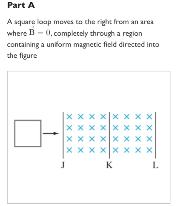 Solved Part A A square loop moves to the right from an area | Chegg.com