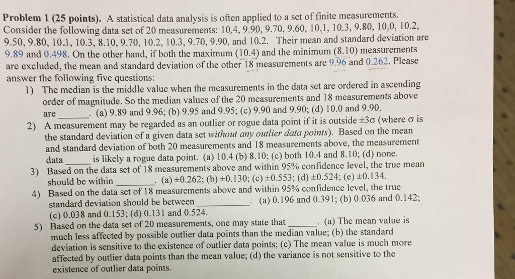 Solved Problem 1 (25 points). A statistical data analysis is | Chegg.com