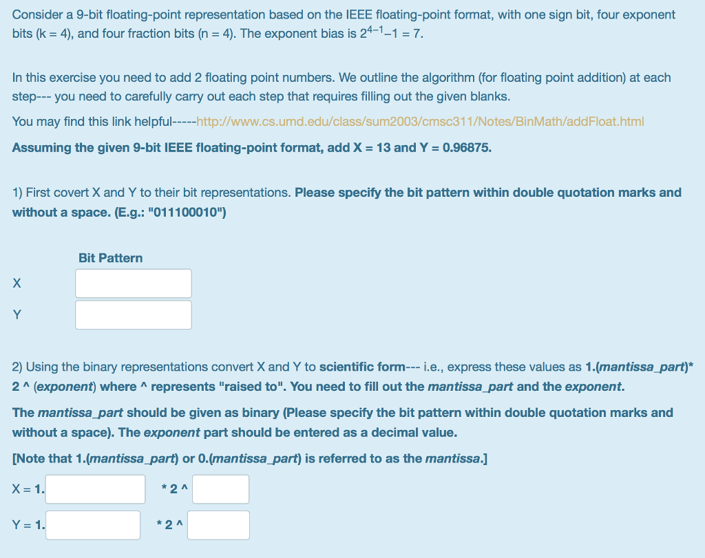 Solved Consider A 9 Bit Floating Point Representation Based