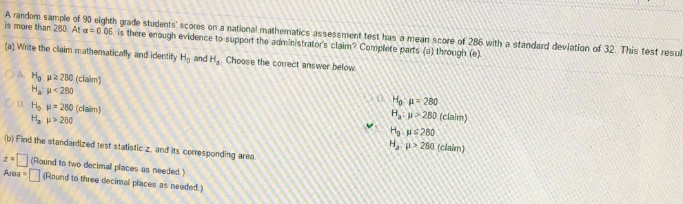 Solved A random sample of 90 eighth grade students' scores | Chegg.com