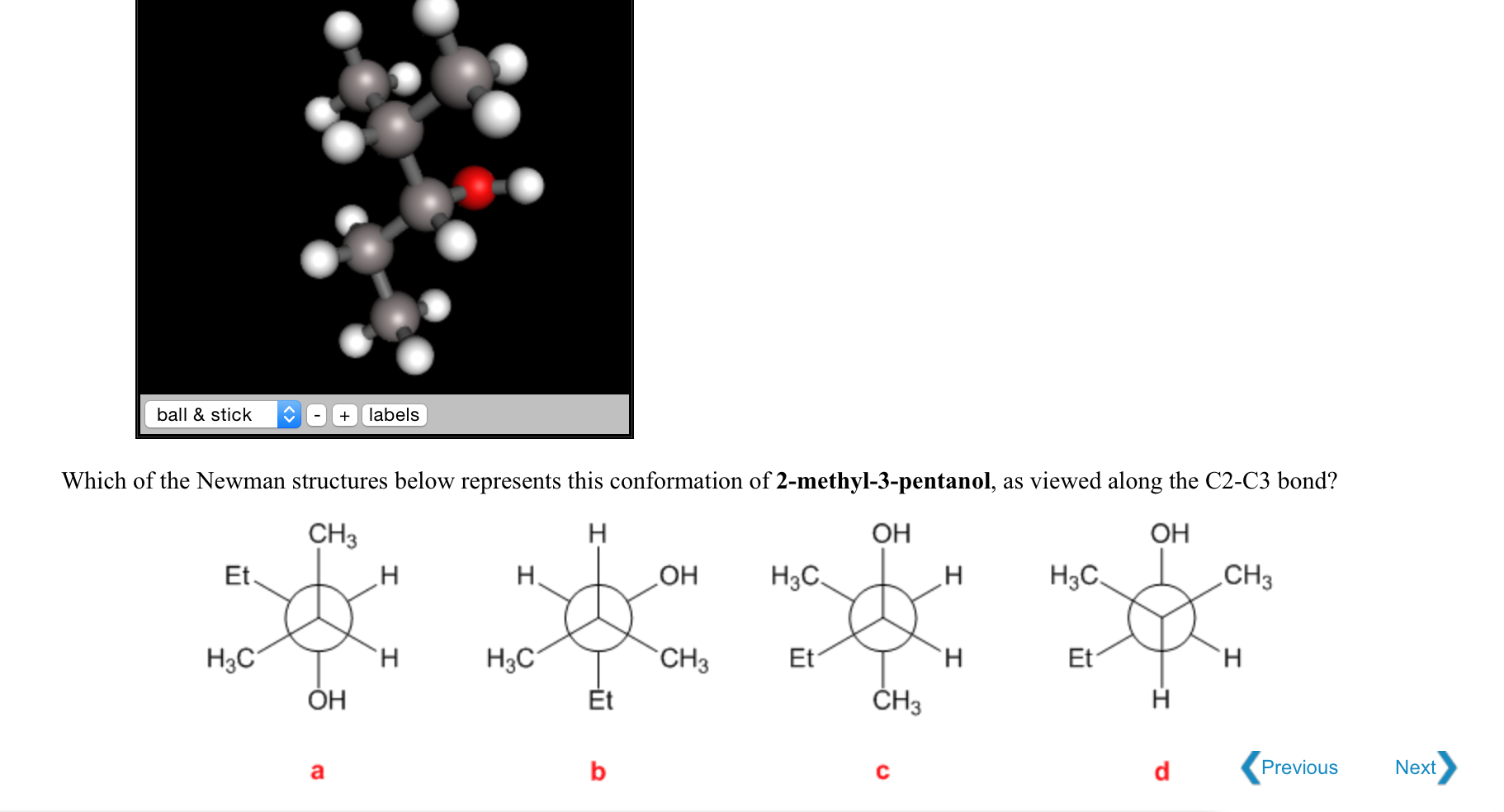 Solved ball & stick labels Which of the Newman structures | Chegg.com