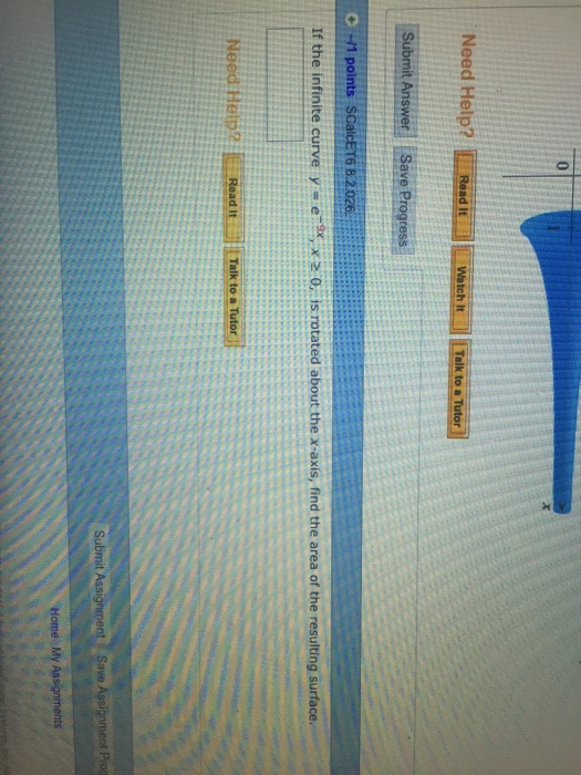 Solved If the infinite curve y = e^-9x, x | Chegg.com
