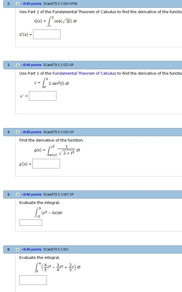 Solved 2. -/0.66 points SCalcET8 5.3.504.XP.MI. Use Part 1 | Chegg.com