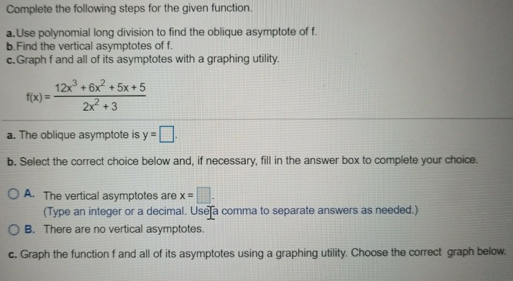 Solved Complete the following steps for the given function. | Chegg.com