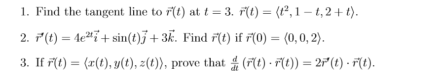 Solved Find the tangent line to r(t) at t = 3. r(t) = (t^2, | Chegg.com