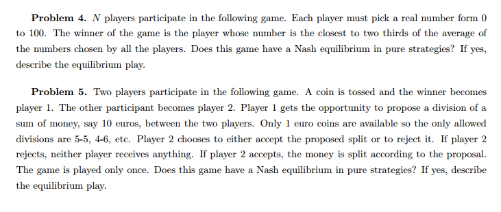 Economics, Microeconomics, Game theory, Nash | Chegg.com