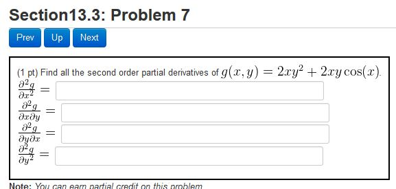 Solved Section13.3: Problem 7 Prev Up Next (1 pt) Find all | Chegg.com
