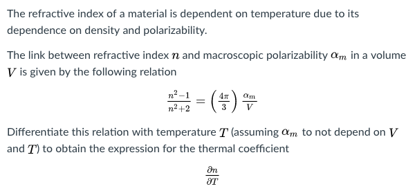 Solved The refractive index of a material is dependent on | Chegg.com