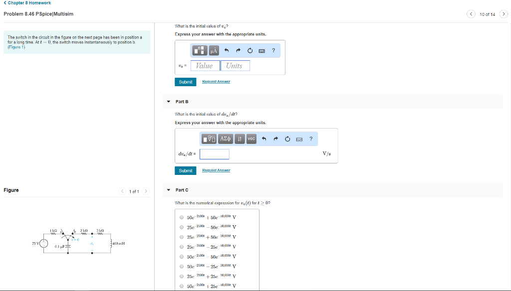 Solved The switch in the circuit in the figure on the next | Chegg.com