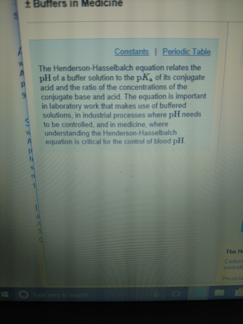 Solved Buffers in Medicine Constants I Periodic Table The | Chegg.com
