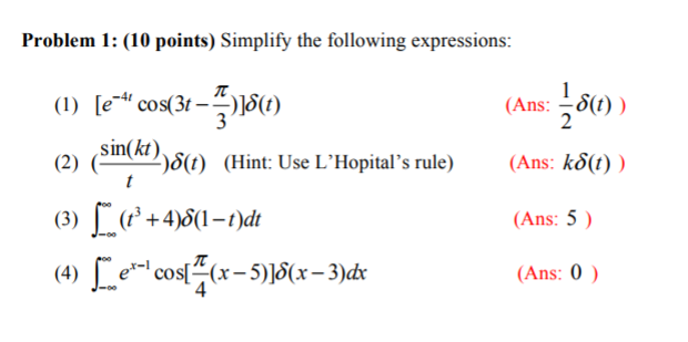 Solved Problem 1: (10 points) Simplify the following | Chegg.com Solved Problem 1: (10 points) Simplify the following | Chegg.com