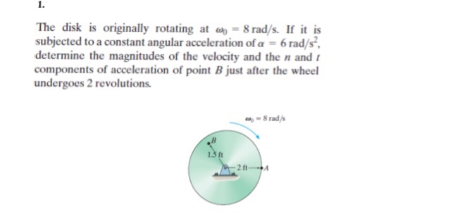 Solved The disk is originally rotating at omega_0 = 8 rad/s. | Chegg.com