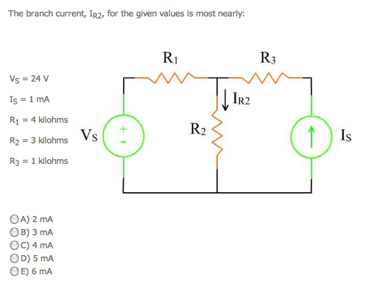 Solved: The Branch Current, IR3, For The Given Values Is M... | Chegg.com