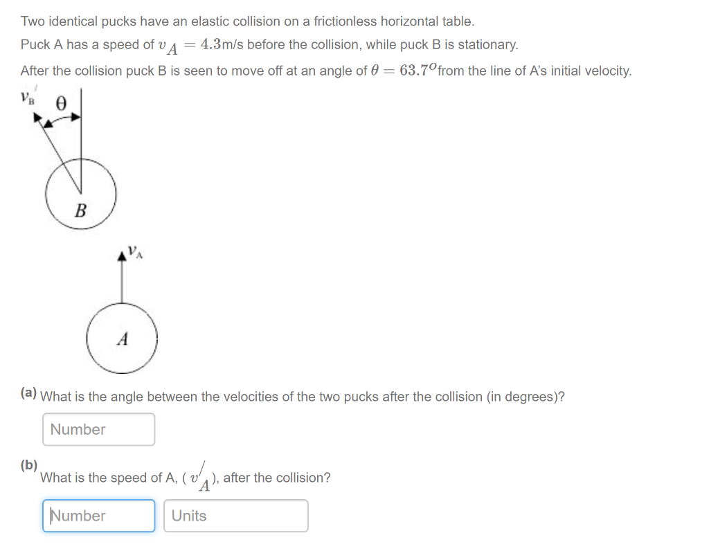 Solved Two identical pucks have an elastic collision on a | Chegg.com