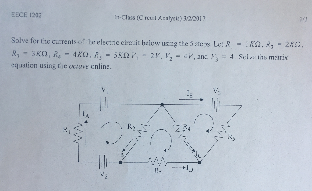 Solved Solve for the currents of the electric circuit below | Chegg.com