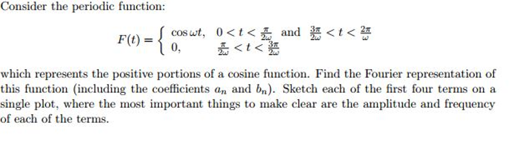 Consider the periodic function: F(t) = {cos omega t, | Chegg.com