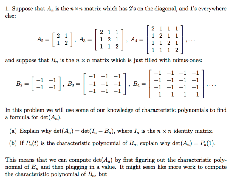 Solved 1. Suppose that An is the maxn matrix which has 2's | Chegg.com