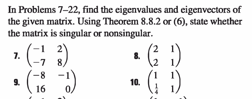 Solved In Problems 7-22, find the eigenvalues and | Chegg.com