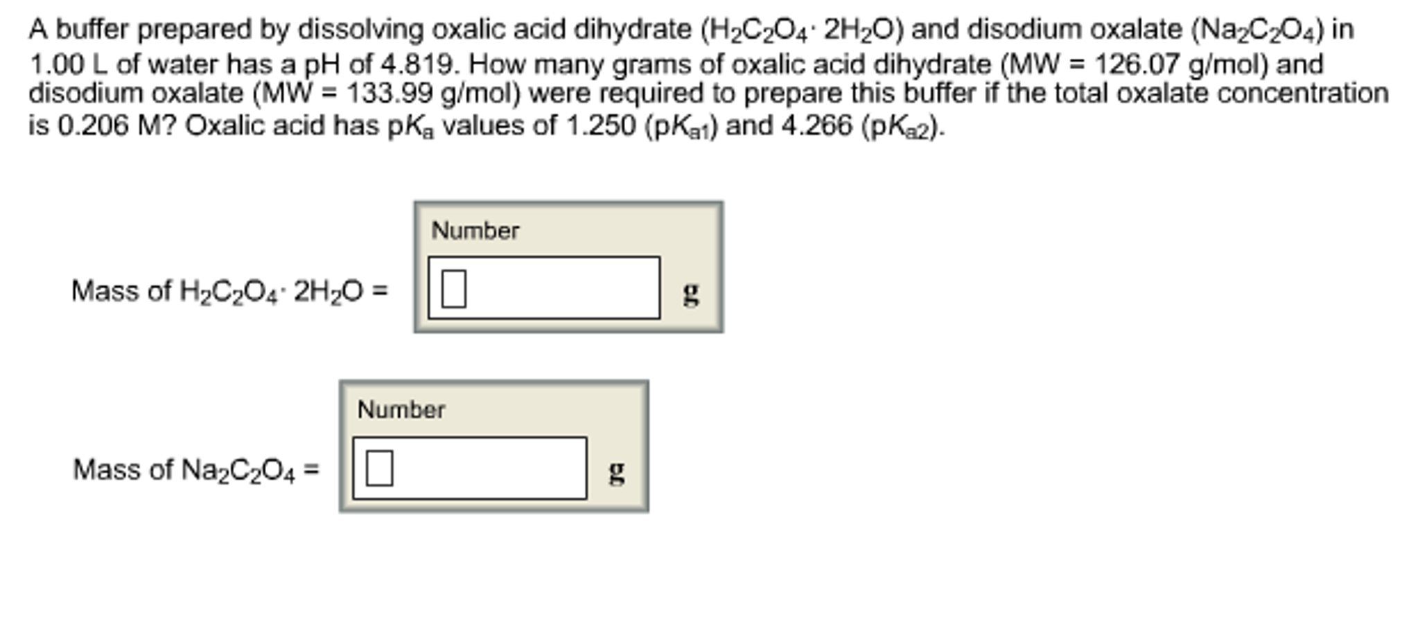 A buffer prepared by dissolving oxalic acid | Chegg.com