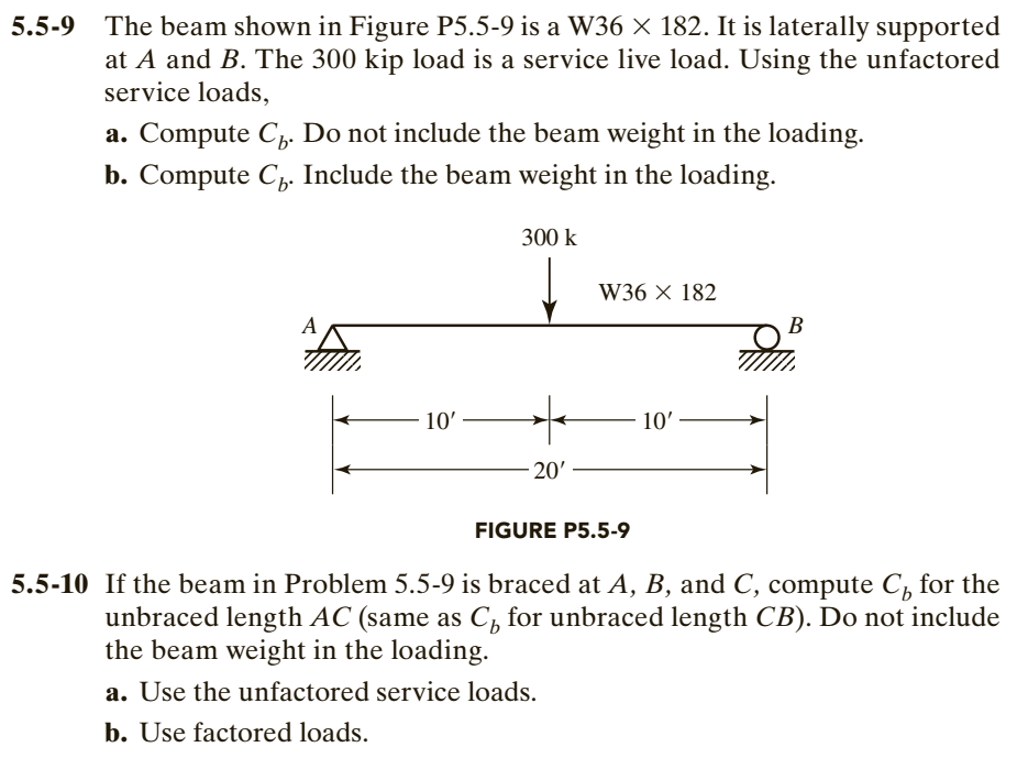 Solved 55-9 The beam shown in Figure P5.5-9 is a W36 × 182. | Chegg.com