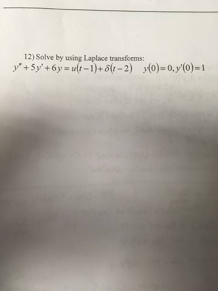 Solved Solve by using Laplace transforms:y" + 5y + 6y = | Chegg.com