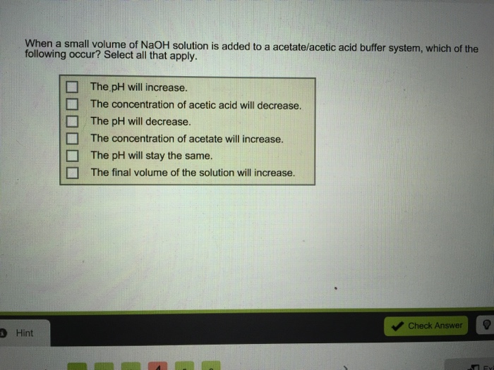 Solved When a small volume of NaOH solution is added to a | Chegg.com