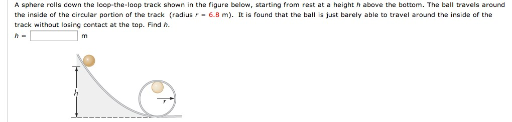 Solved A sphere rolls down the loop-the -loop track shown in | Chegg.com