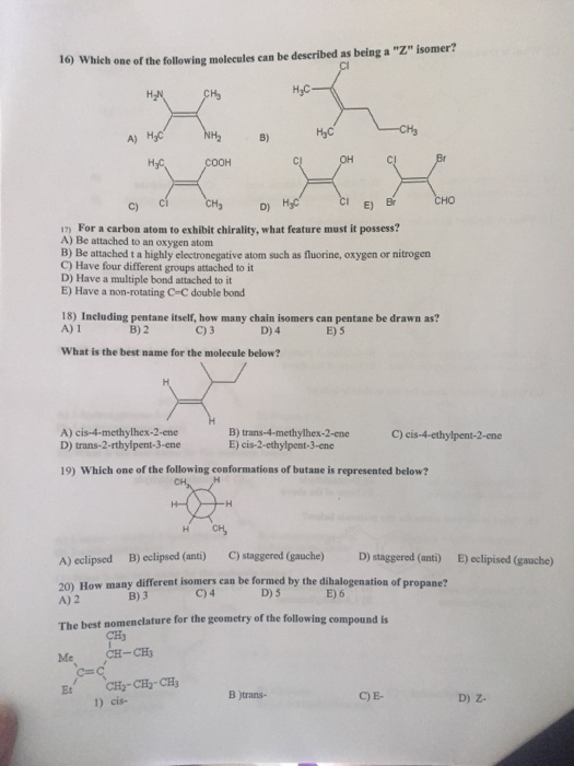 Solved Which one of the following molecules can be described | Chegg.com