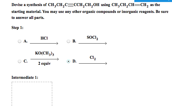 Solved Devise a synthesis of CH3CH2C CCH2CH2OH using | Chegg.com