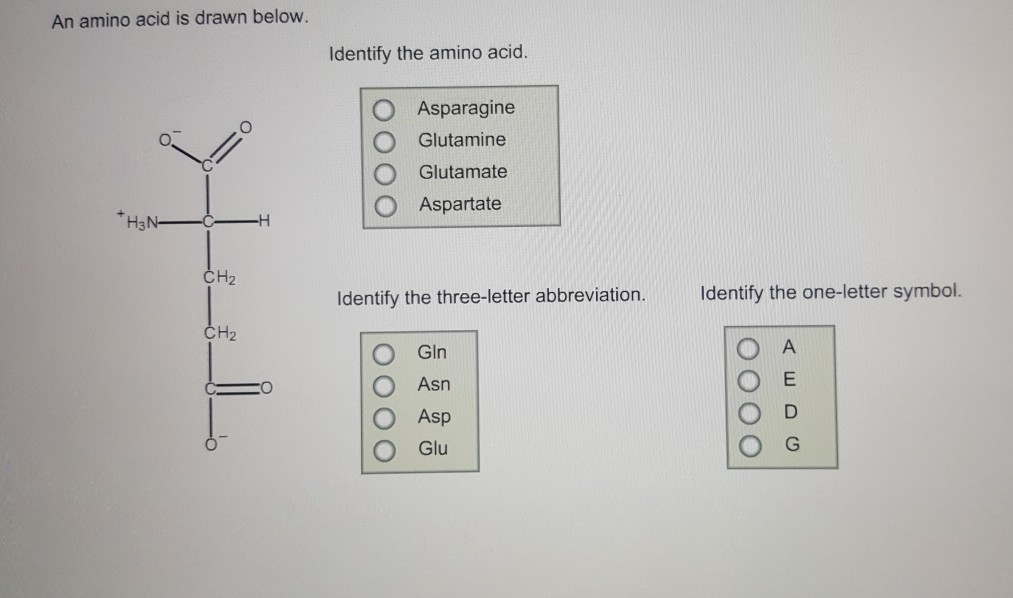 Solved An amino acid is drawn below. Identify the amino | Chegg.com