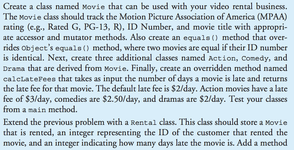 Solved Create a class named Movie that can be used with your | Chegg.com