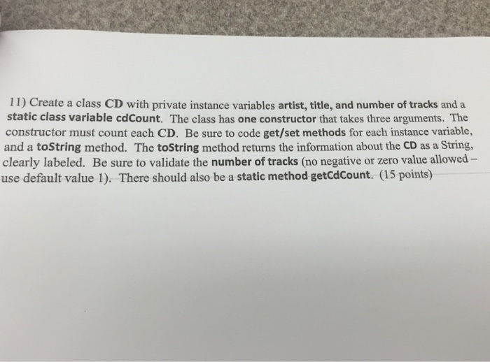 Solved Create a class CD with private instance variables | Chegg.com