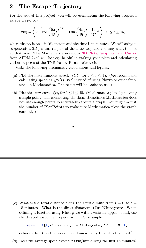 Solved (Wolfram Mathematica&Calculus 3 project). need good | Chegg.com