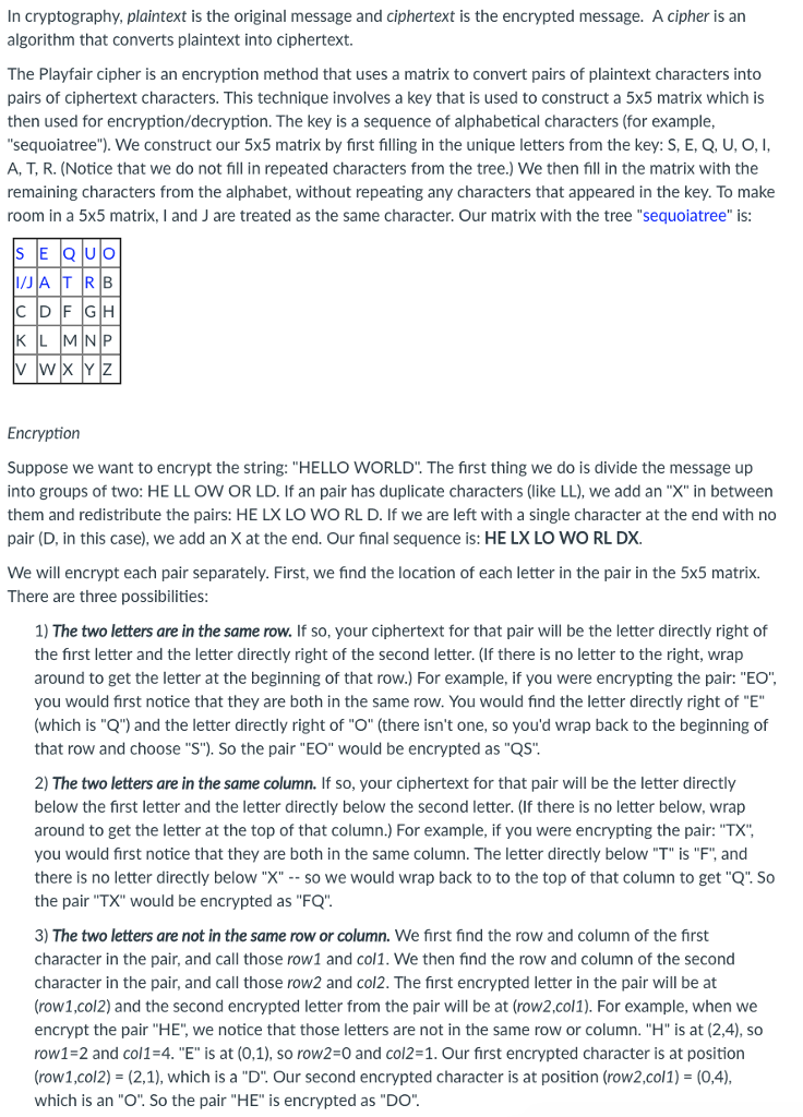 Solved In cryptography, plaintext is the original message | Chegg.com