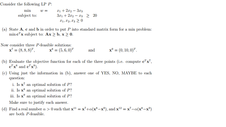 Solved Consider the following LP P: max subject to: w = x_1 | Chegg.com