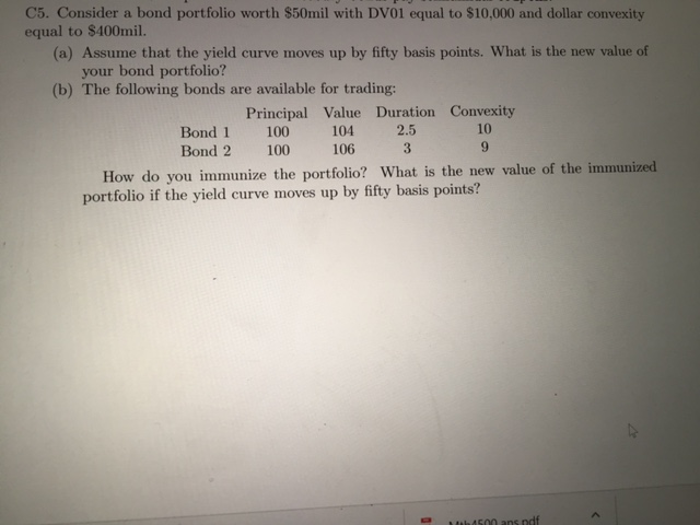 Solved Consider a bond portfolio worth $50mil with DV01 | Chegg.com