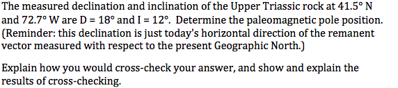 Solved The measured declination and inclination of the Upper | Chegg.com