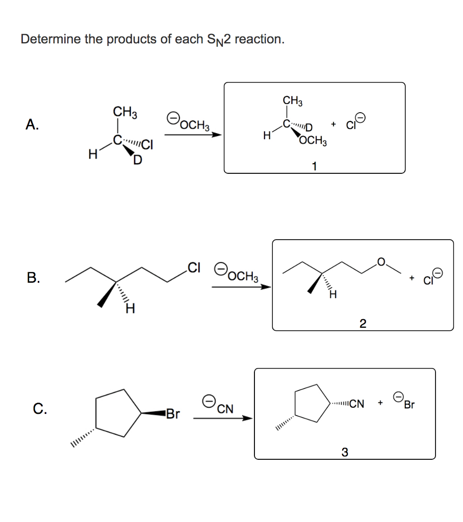 Solved Determine the products of each SN2 reaction. CH3 A. | Chegg.com