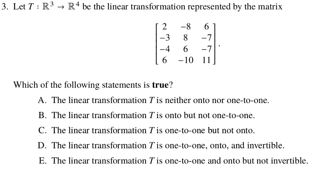 Solved 3, Let T : R3 → R4 be the linear transformation | Chegg.com